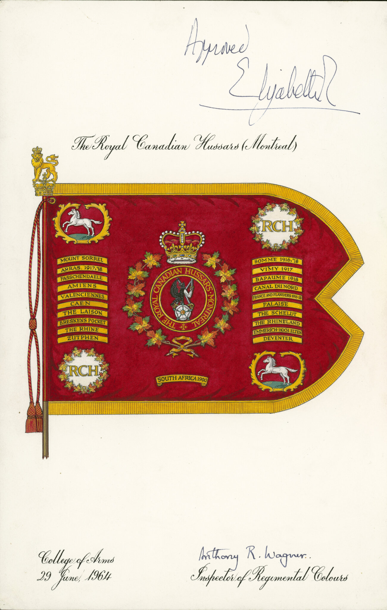 Guidon and Battle Honours | The Royal Canadian Hussars (Montreal)